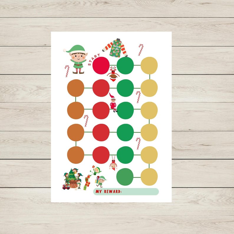 Elf Reward Chart Printable PDF, Sticker Chart, Behaviour Incentive ...