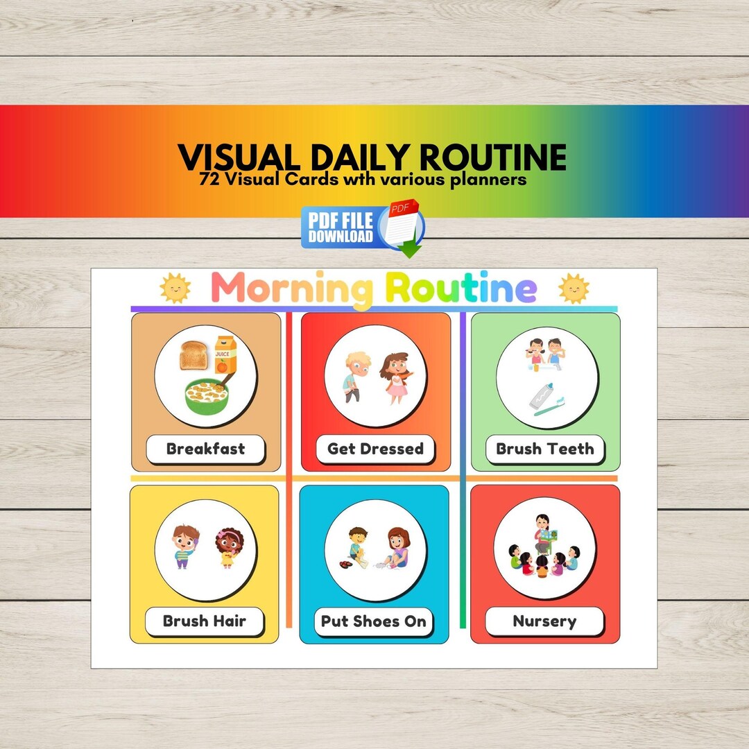 Kids Daily Visual Planner, Children's Daily Routine Chart, Visual ...