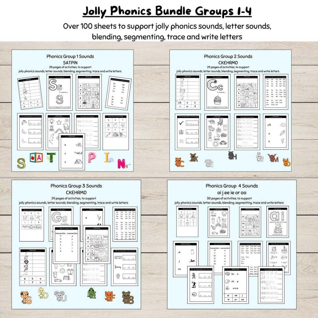 Phonics Learning Bundle, Phonics Groups 1-4 Worksheets, Homeschool ...
