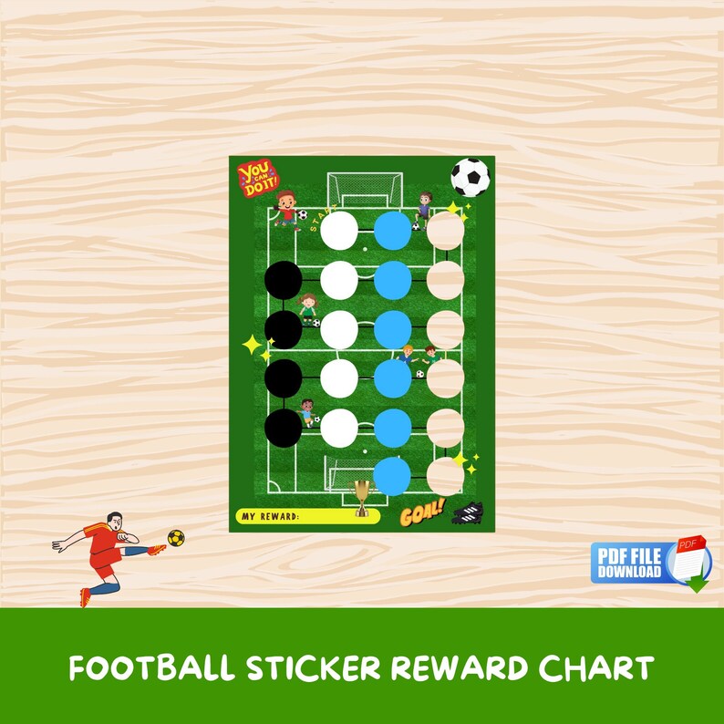 Football Reward Chart, Sticker Chart, Toddler, Preschool Kids, Potty ...