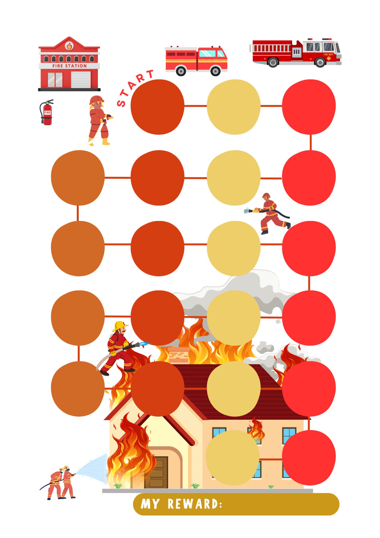 Fire Trucks Reward Chart Printable for Kids, Firefighter Behavior Chart ...