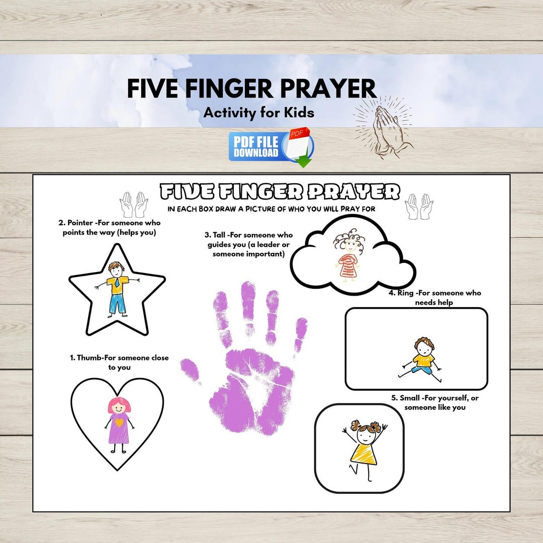 Five Finger Prayer Craft, Sunday School Lesson, Bible Activities for ...