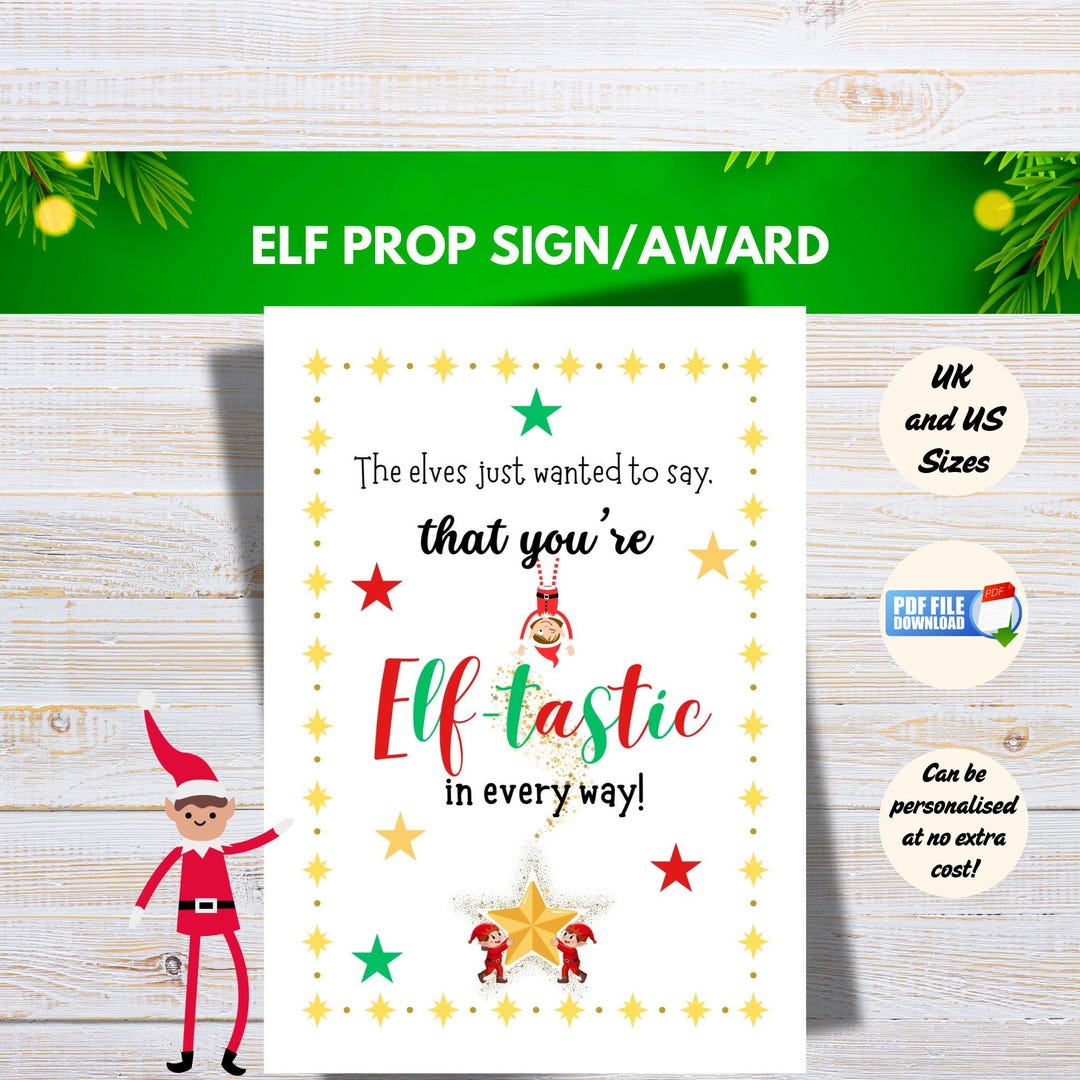 Printable Elf-tastic Prop Sign, Kids Christmas Elves Award, Positive ...