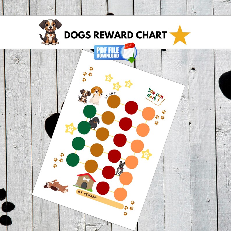 Printable Dog-themed Reward Chart for Kids, Cute Doggy's Kids Sticker ...