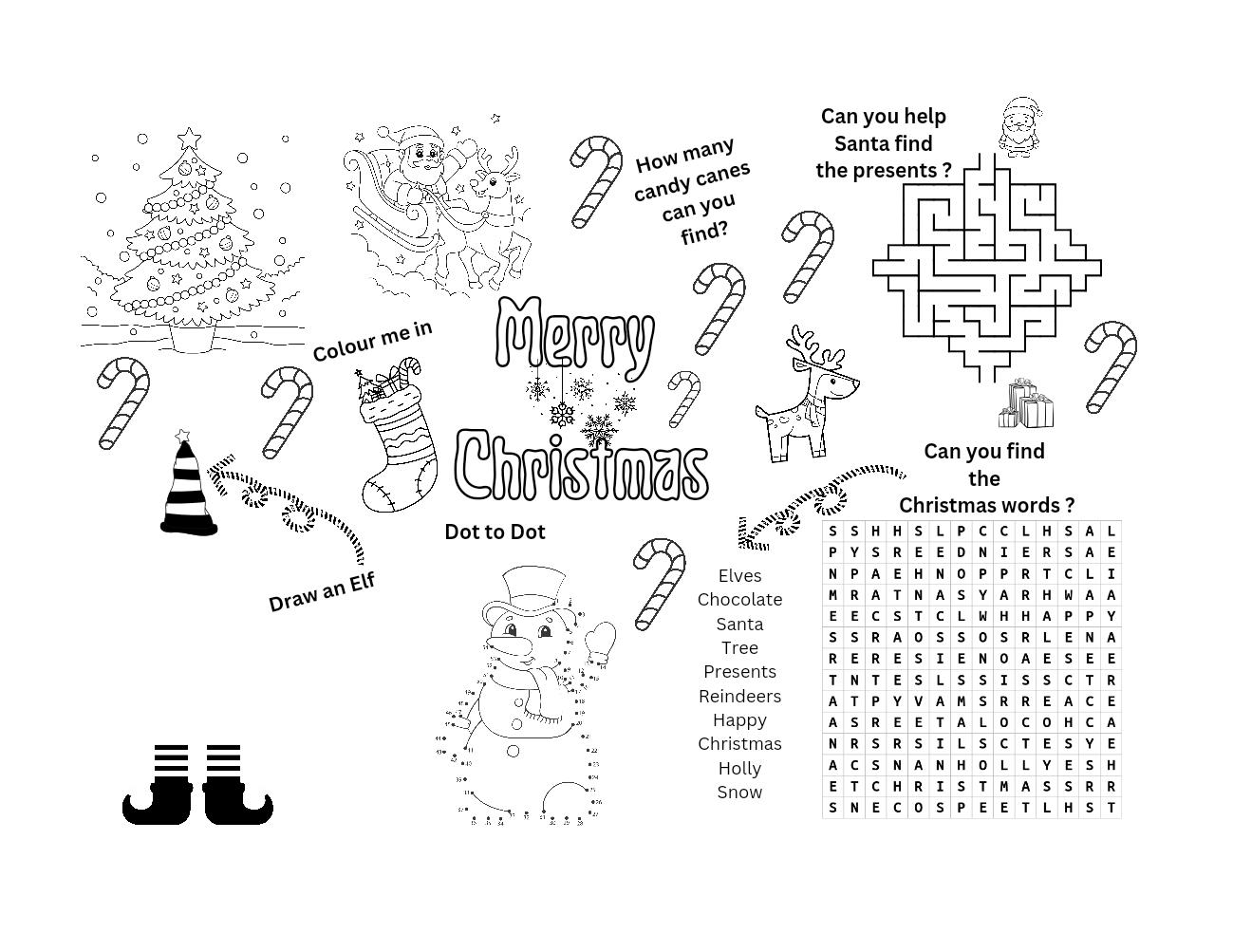Kids Christmas Activity Printable Placemat, Festive Activity Sheet ...