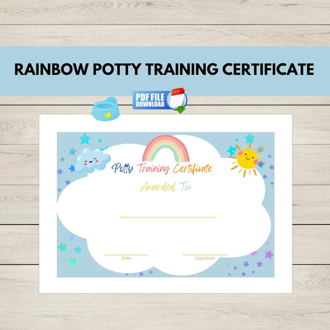 Rainbow Potty Training Certificate, Potty Award, Toddler Toilet Diploma ...