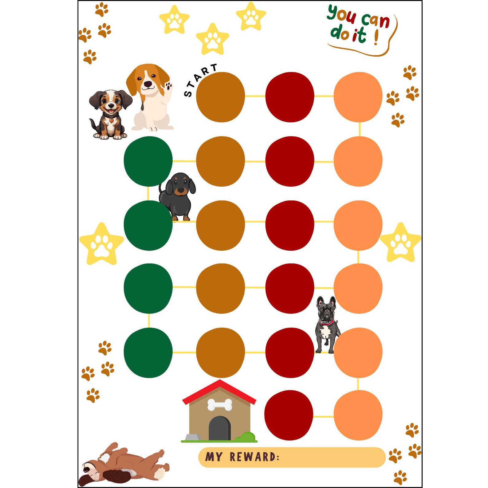 Printable Dog-themed Reward Chart for Kids, Cute Doggy's Kids Sticker ...