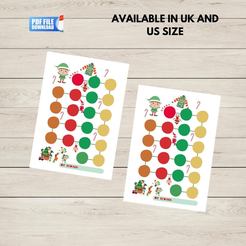 Elf Reward Chart Printable PDF, Sticker Chart, Behaviour Incentive ...