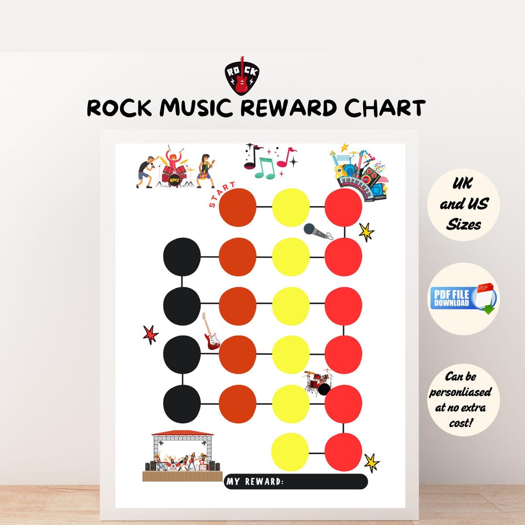 Kids Rock Music Reward Chart PDF, Music Themed Kids Behaviour Chart ...