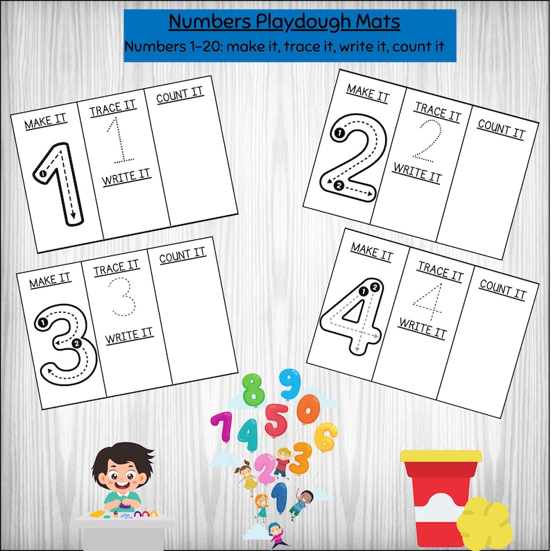Printable Playdough Mats Numbers 1-20, Number Activity Mats, Homeschool ...
