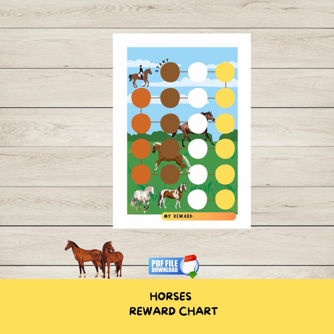 Horses Printable Reward Chart, Horse Sticker Chart, Digital PDF ...