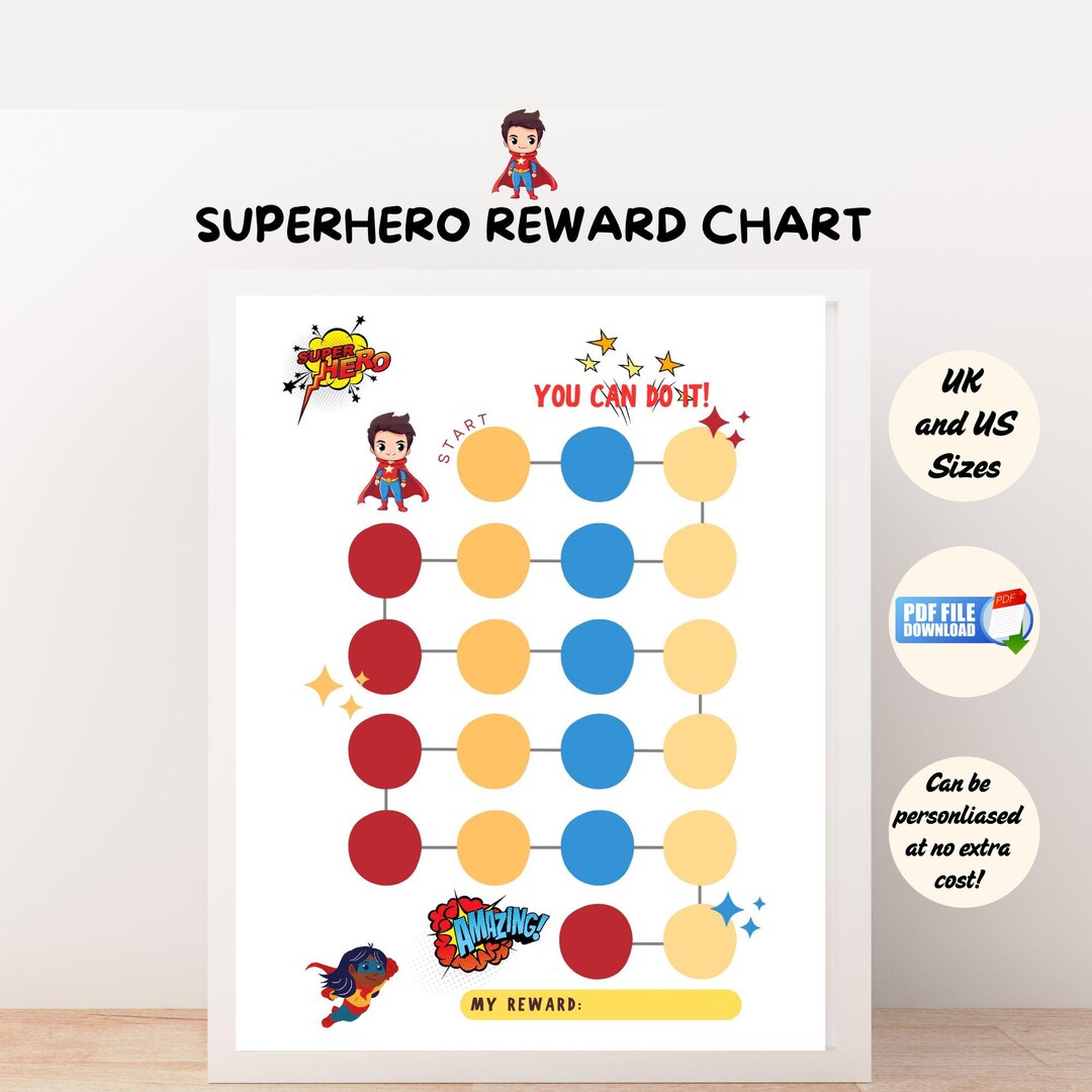 Printable Superhero Reward Chart for Kids, Superheroes Behaviour ...