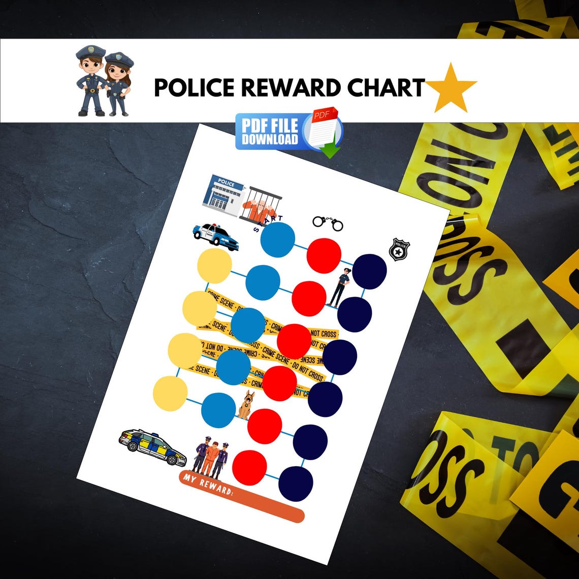 Printable Police Reward Chart for Kids, Police Officer Behaviour ...