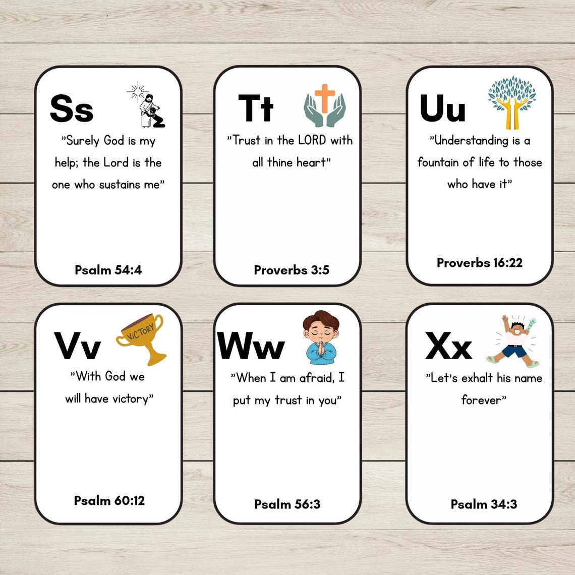Bible Scripture Cards for Kids, Alphabet Bible Verse Cards, Printable ...