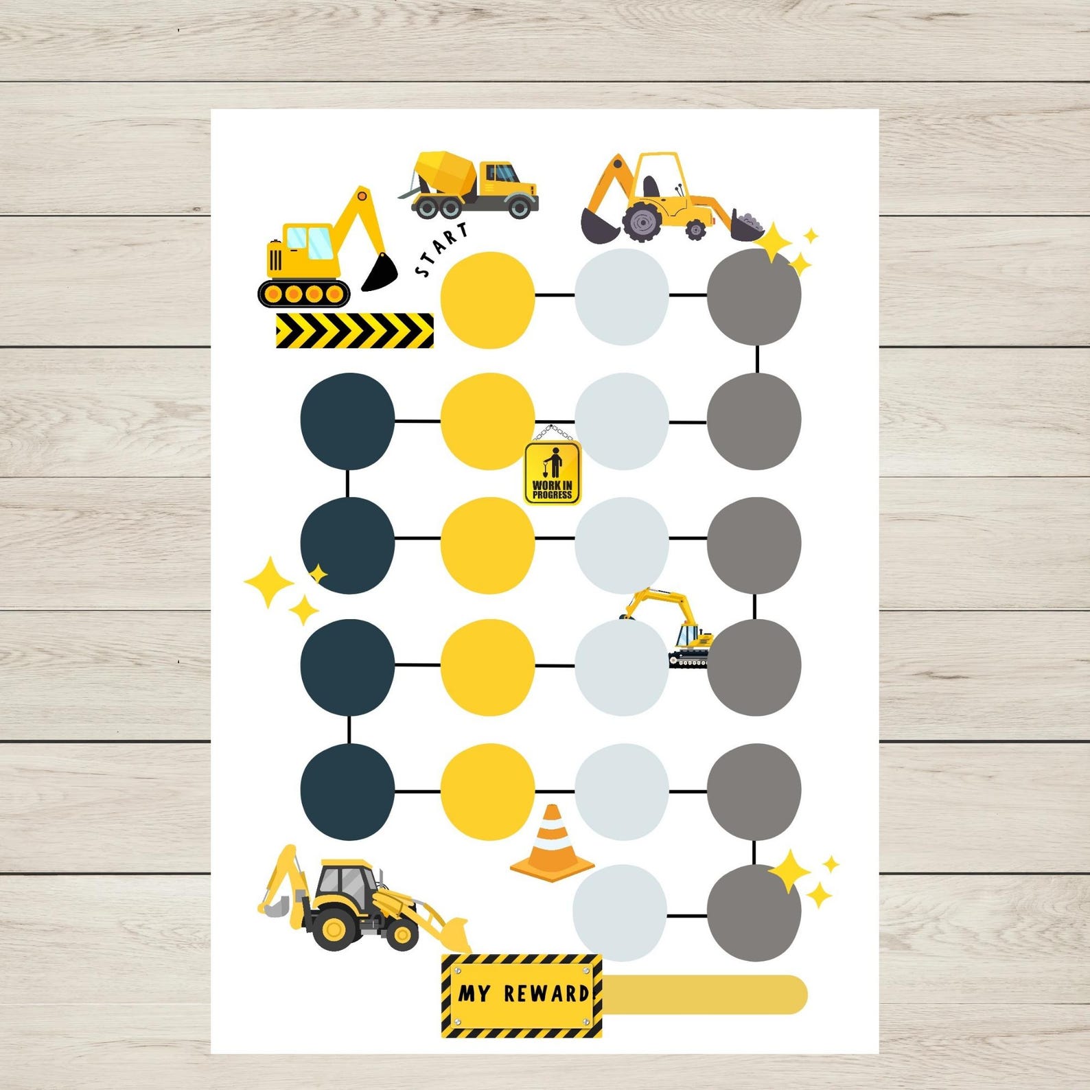 Digger Reward Chart for Kids, Printable Construction-themed Behaviour ...