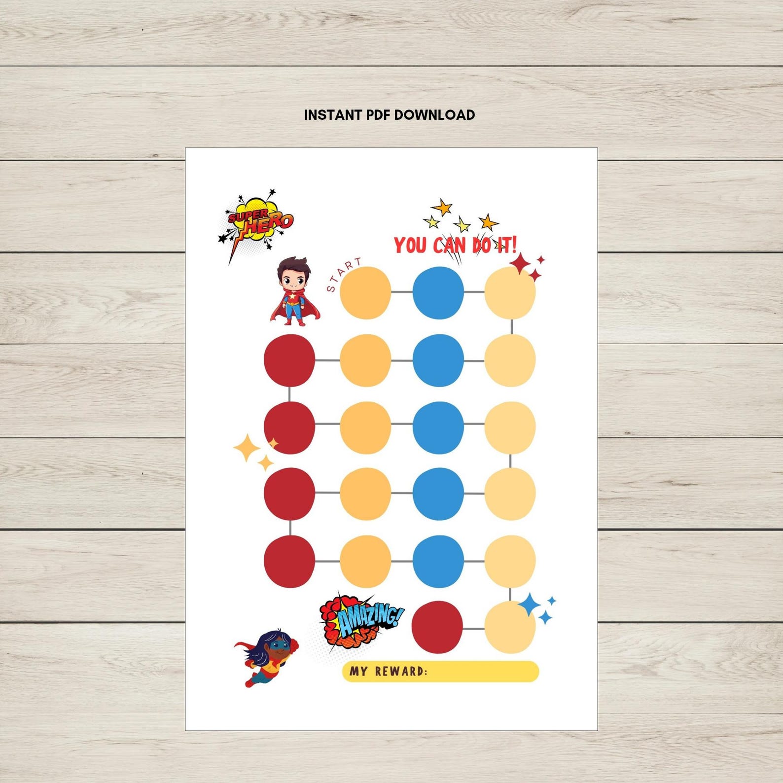 Printable Superhero Reward Chart for Kids, Superheroes Behaviour ...