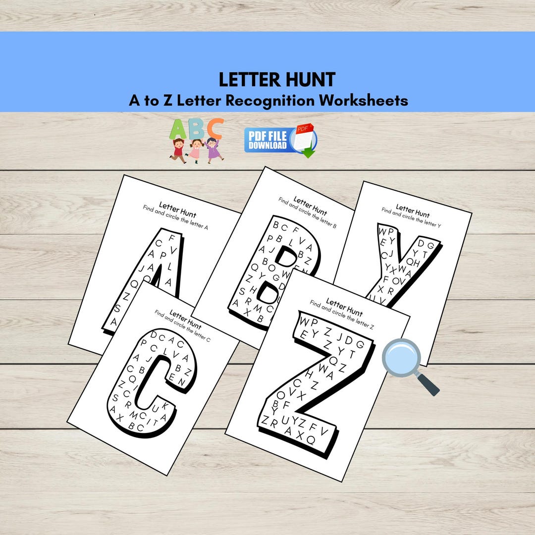 Alphabet Letter Recognition Worksheets Printable, Letter Hunt Activity ...