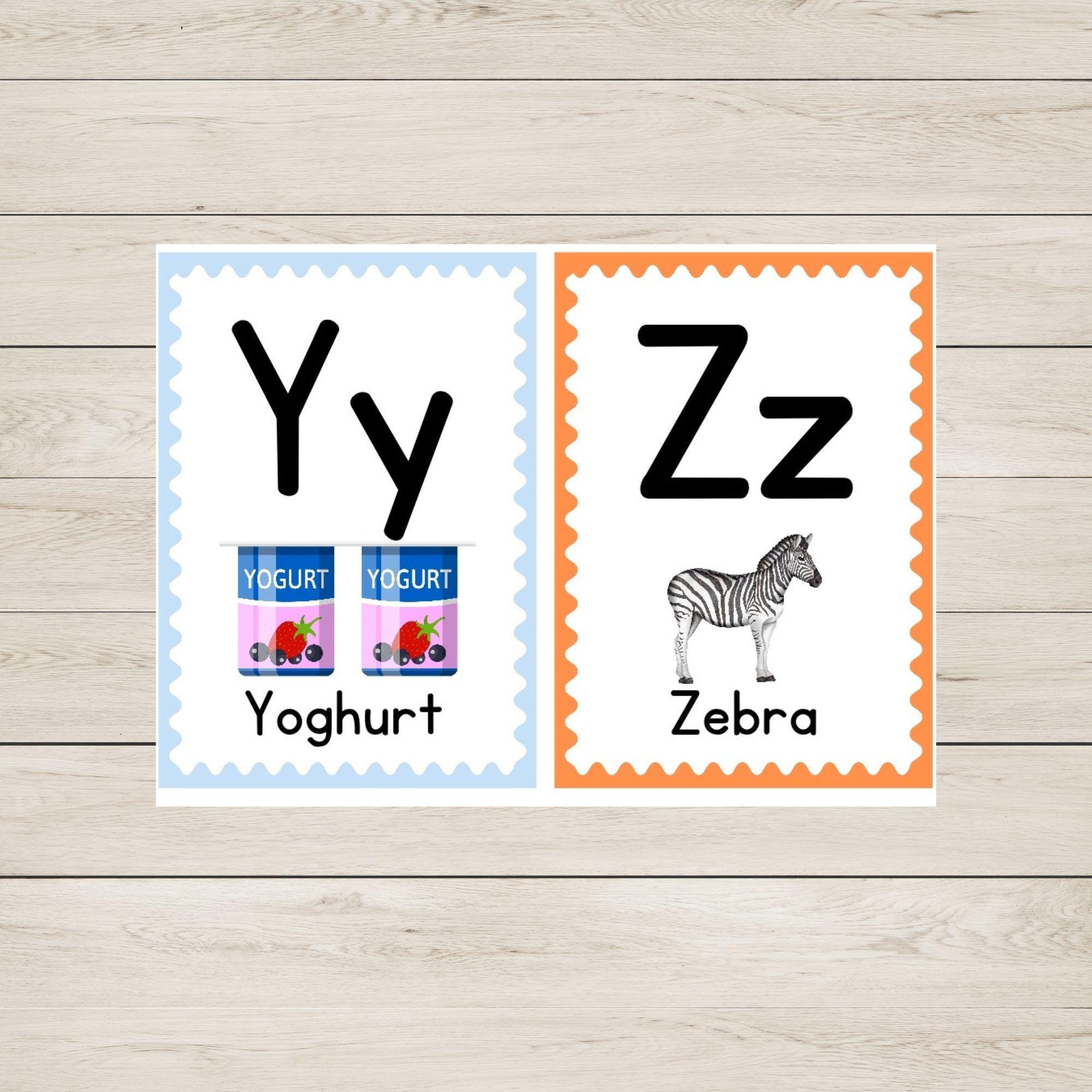 Alphabet Flashcards Printable, Colorful ABC Visual Cards for Preschool ...