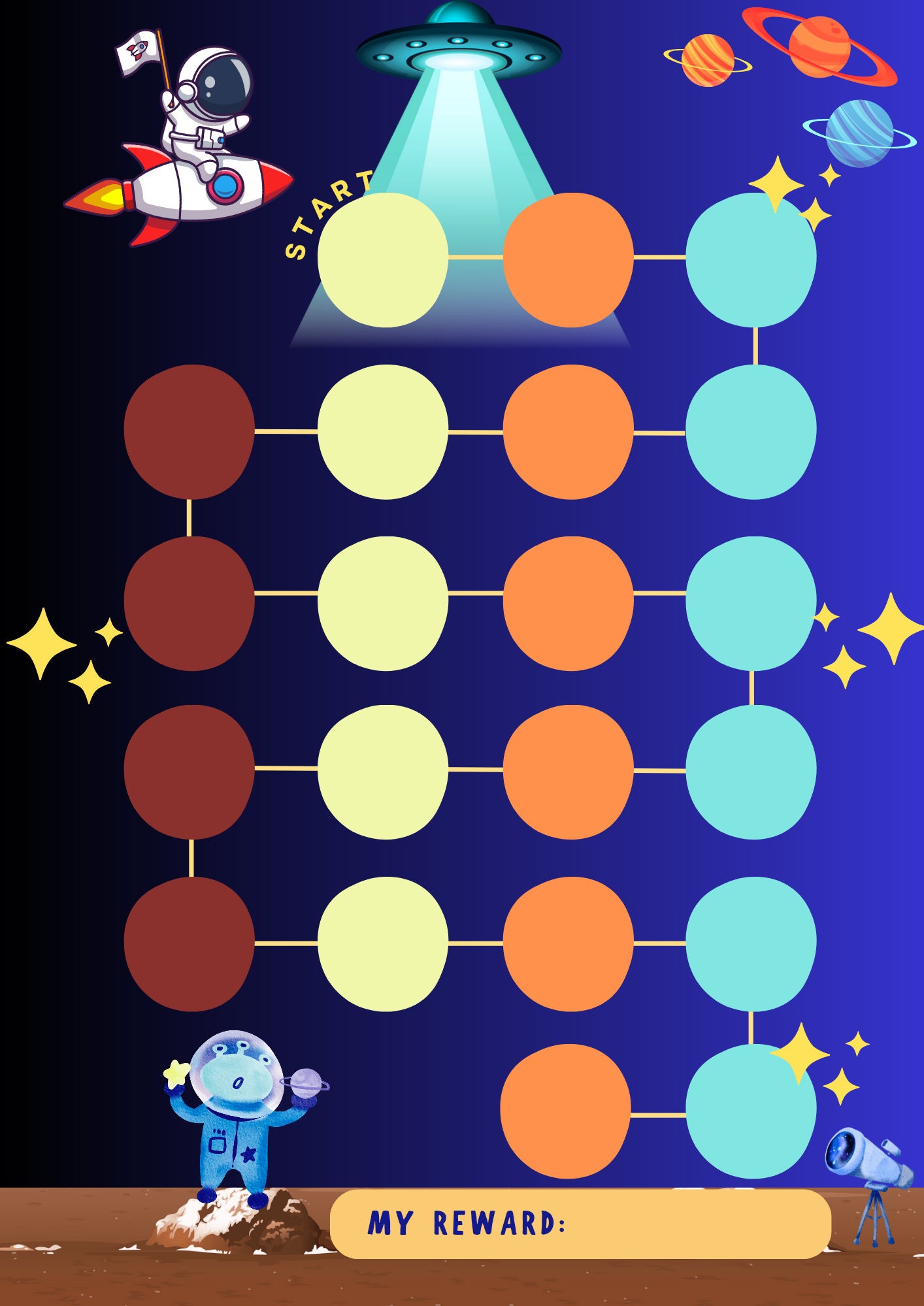 Space Printable Reward Chart, Outer Space Sticker Chart, Toddler ...