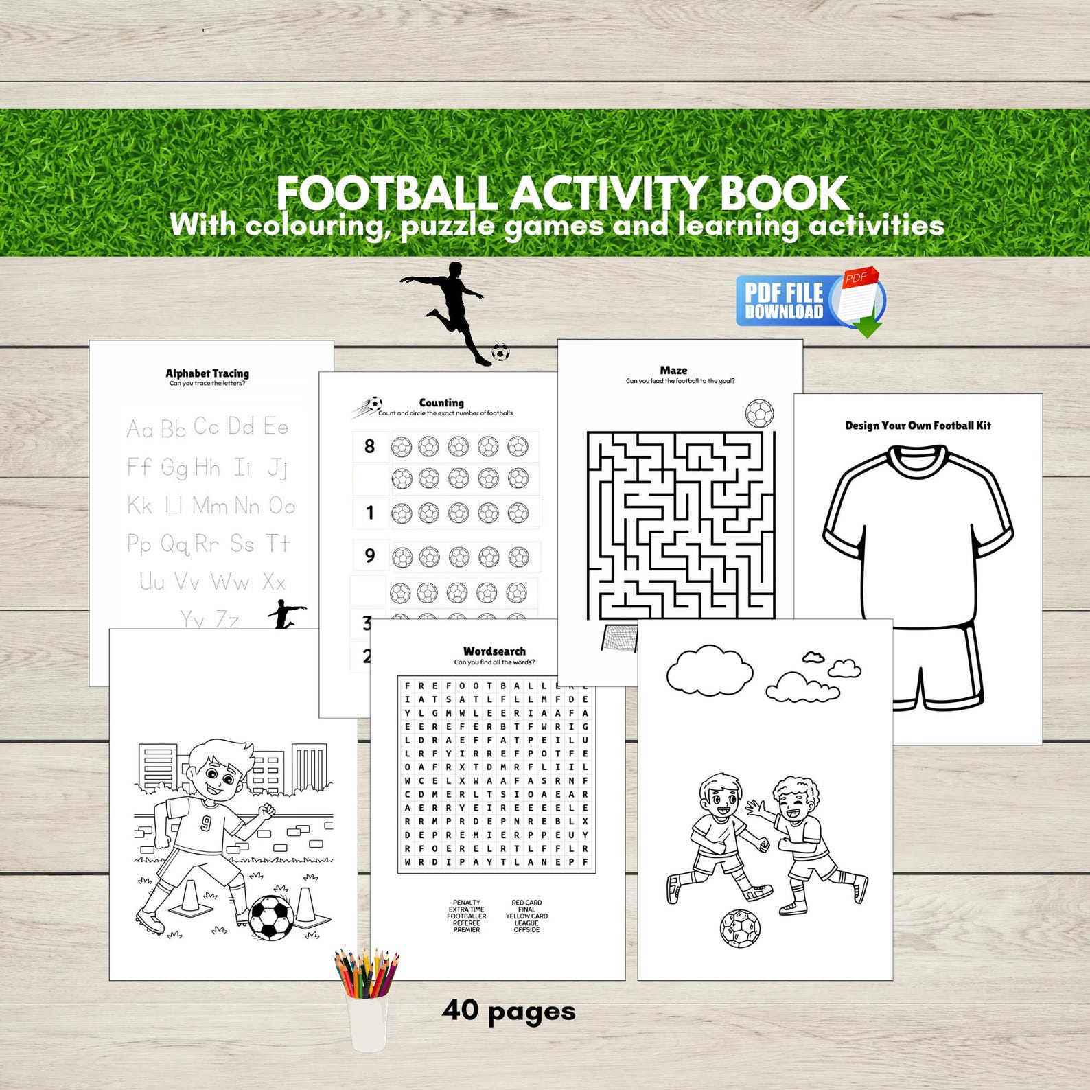 Football Activity Book for Kids, Football Activities, Printable Soccer ...