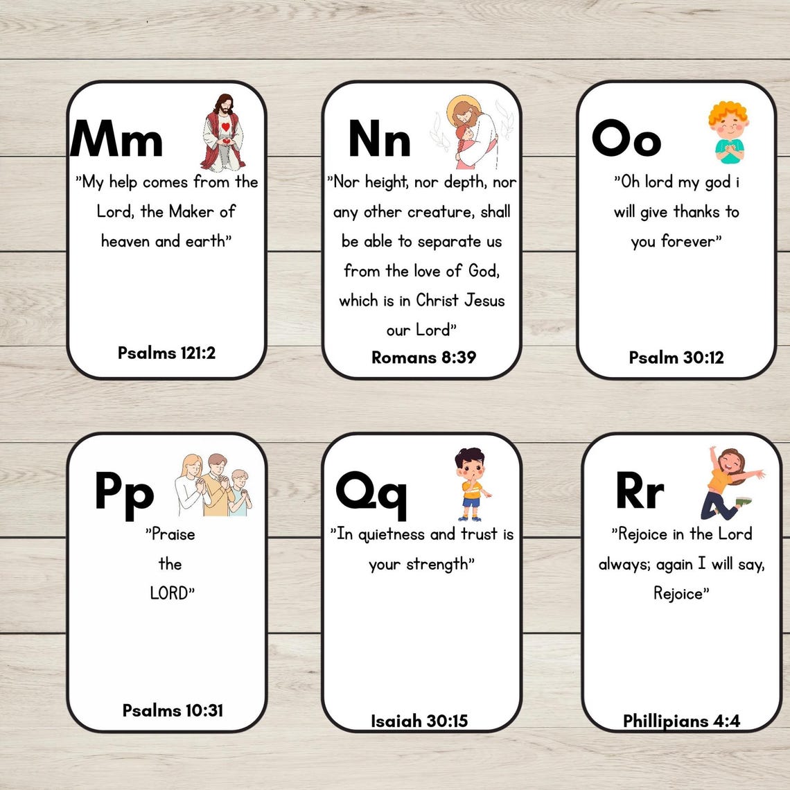 Bible Scripture Cards for Kids, Alphabet Bible Verse Cards, Printable ...