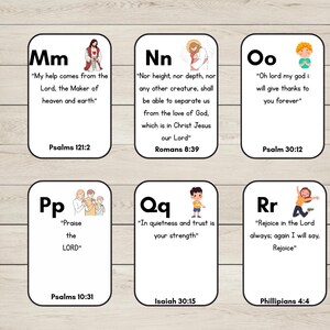 Bible Scripture Cards for Kids, Alphabet Bible Verse Cards, Printable ...