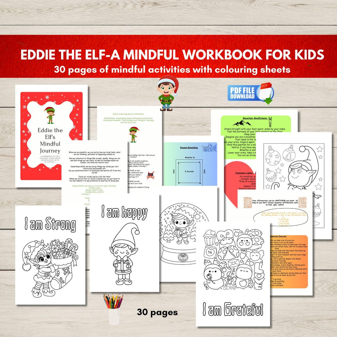 Elf Mindfulness Activity Workbook for Kids, Gratitude Journal ...