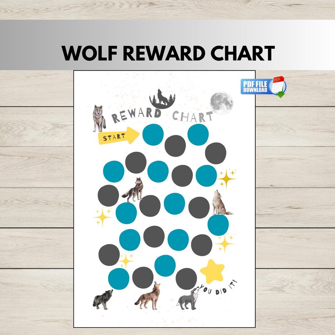 Wolf Reward Chart, Printable Sticker Chart, Kids Potty Chart PDF, - Etsy