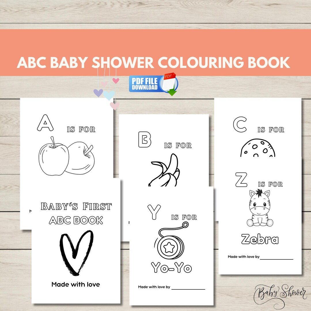 ABC Baby Shower Coloring Pages Printable, Baby’s First Keepsake ...