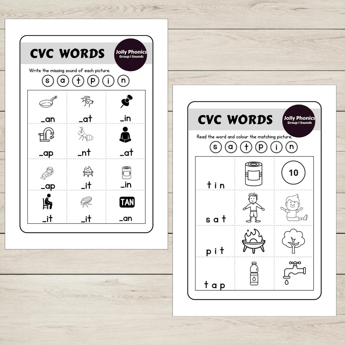 Jolly Phonics CVC Words Worksheets, Groups 1-4, Literacy Activity ...