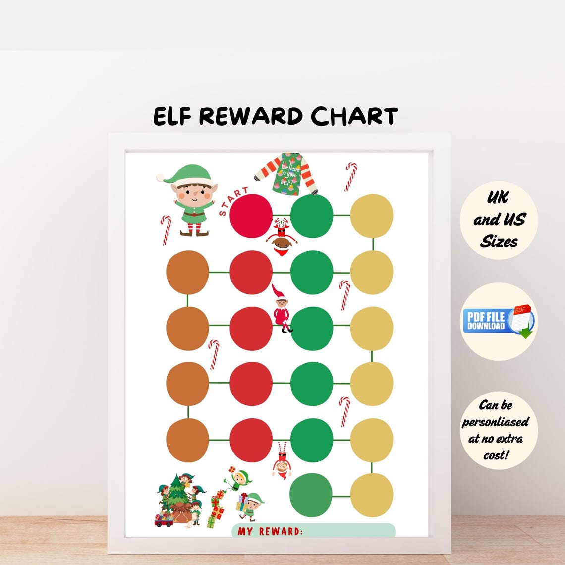 Elf Reward Chart, Kids Chore Tracker Printable, Holiday Elves Behaviour ...