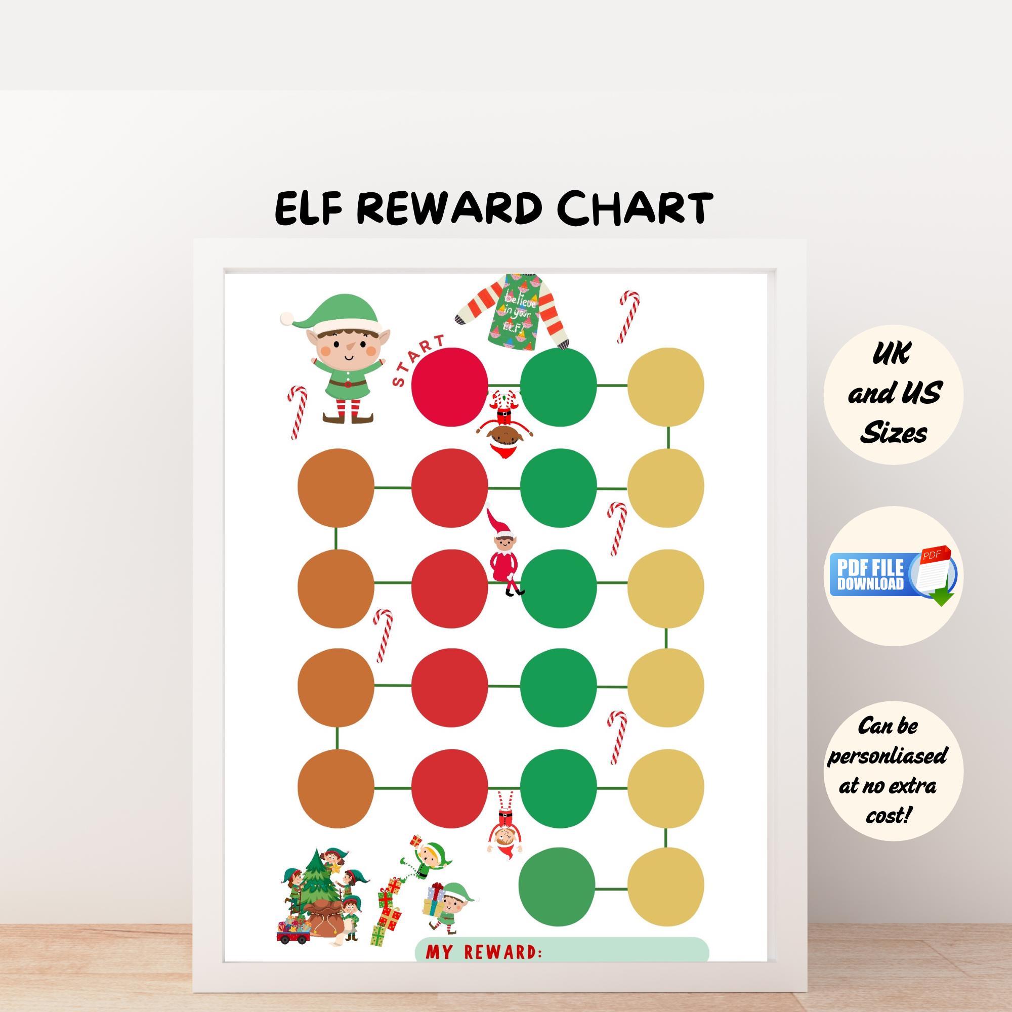 Elf Reward Chart, Kids Chore Tracker Printable, Holiday Elves Behaviour ...