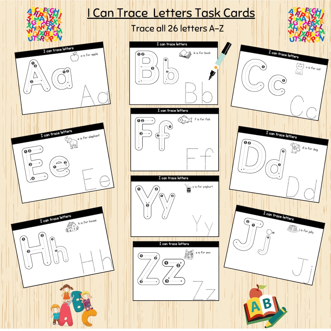 I Can Printable Task Cards Bundle, Letter Flashcards, Letter Formation ...