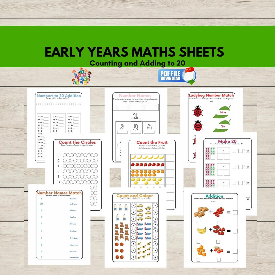Early Years Maths Worksheets, Preschool Kindergarten Numbers, Beginning ...