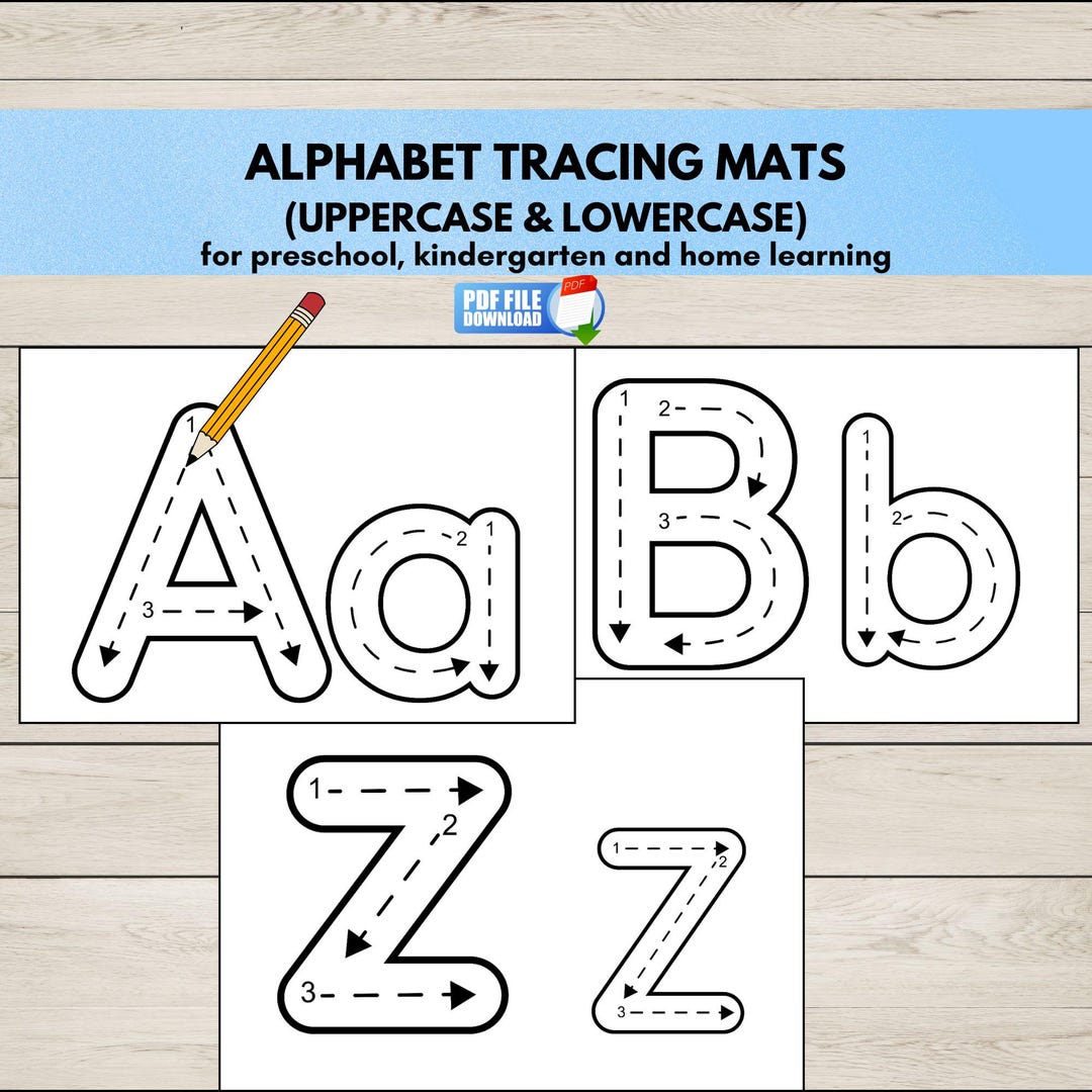 Alphabet Letter Tracing Mats Printable, ABC Tracing Cards, Preschool ...