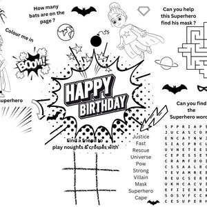 Superhero Activity Sheet, Superhero Party Favour, Superhero Coloring ...