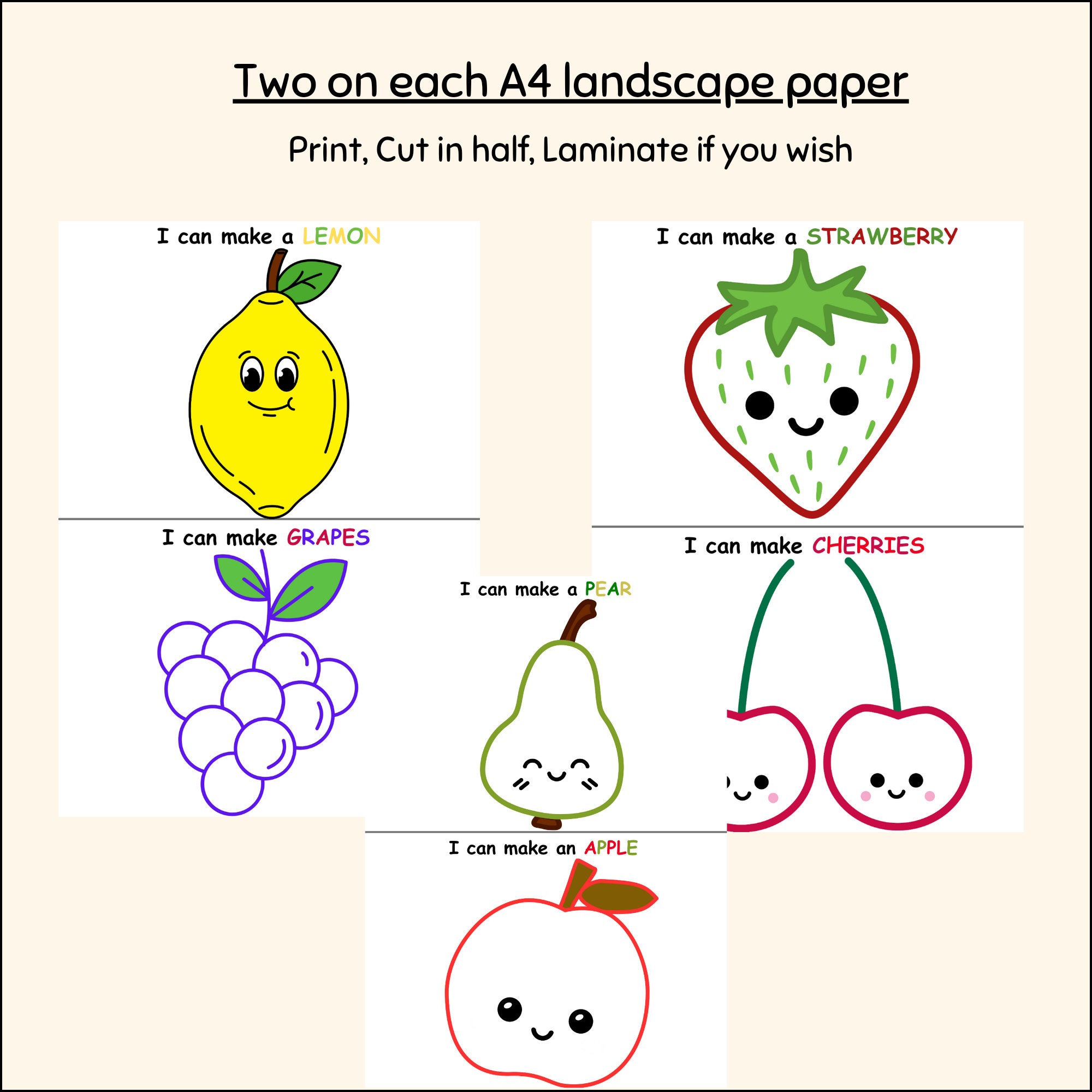 Food Playdough Mats Printable, Homeschool Resource, Digital Download ...