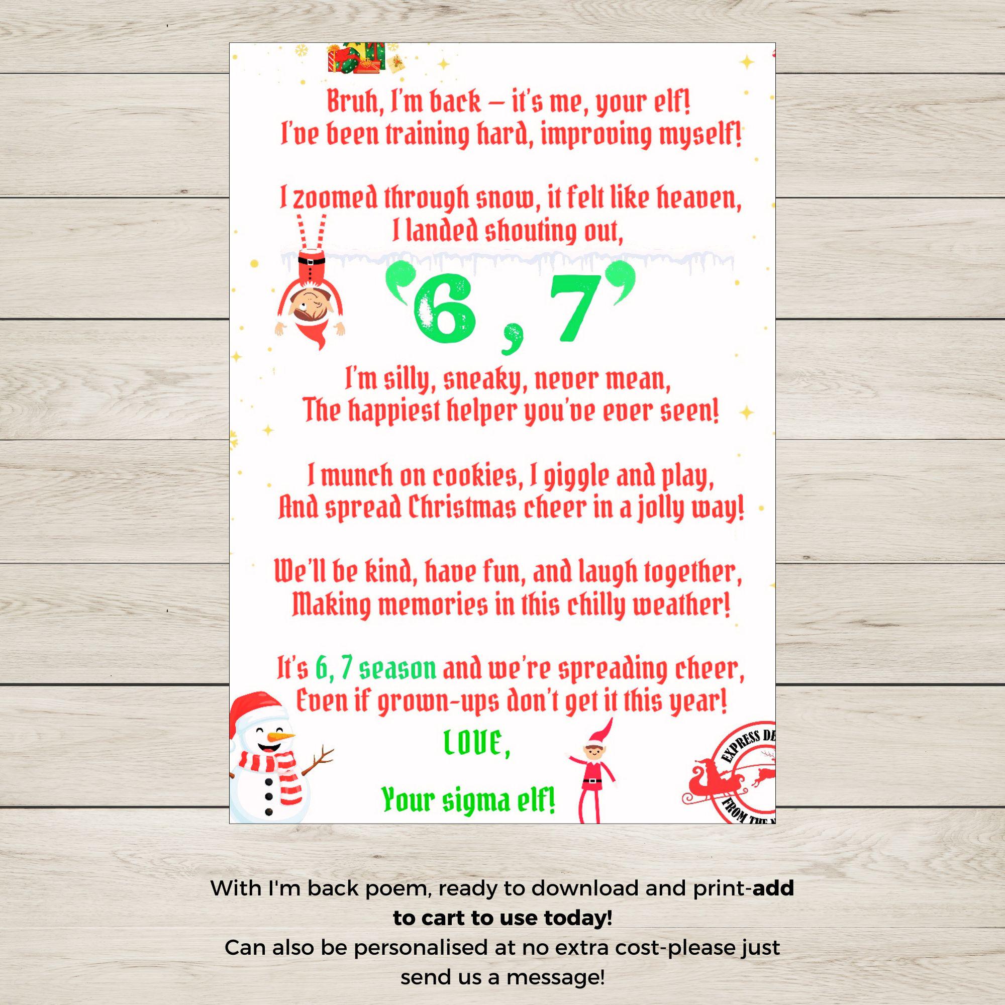 Elf 'bruh I'm Back' Return Arrival Letter, Printable Funny Kids ...