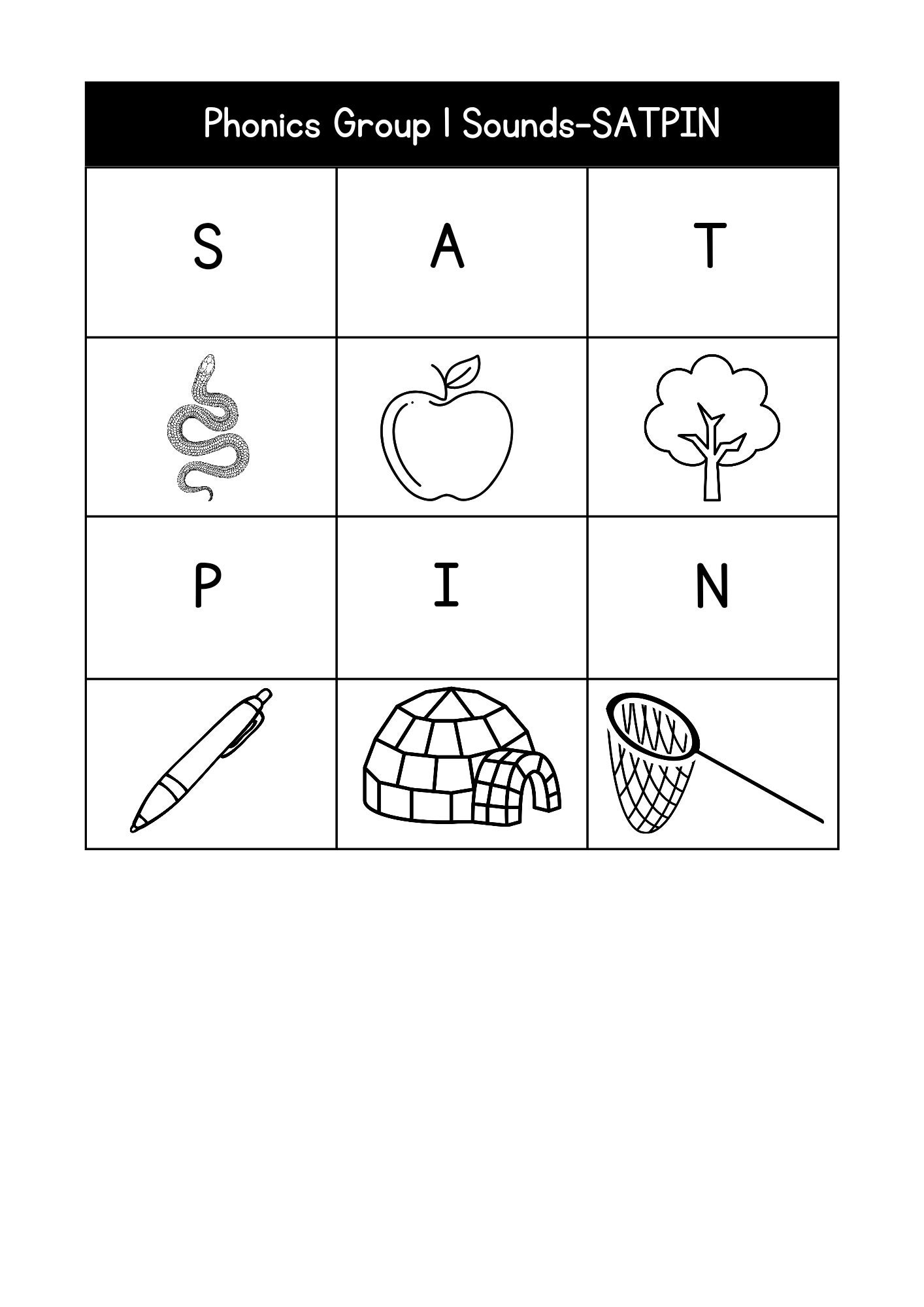 Phonics Worksheets, Group 1 SATPIN, Jolly Phonics, Beginning Sounds, Cvc Words, Preschool ...