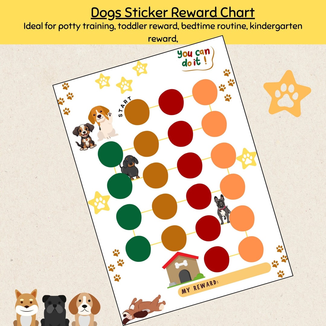 Dogs Reward Chart, Kids Dog Sticker Chart, Puppy Potty Training Chart ...