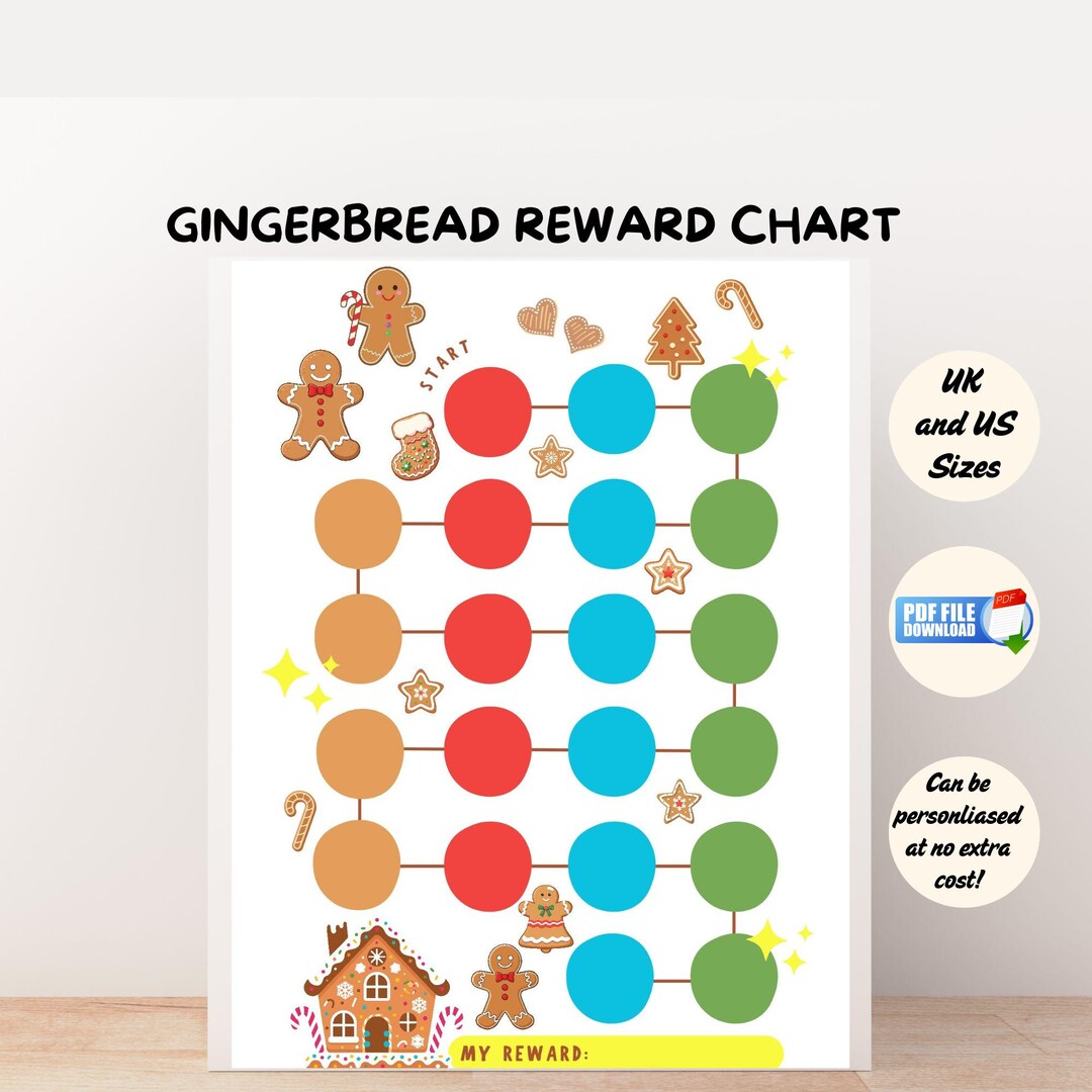 Gingerbread Reward Chart Printable, Christmas Behavior Chart for Kids ...