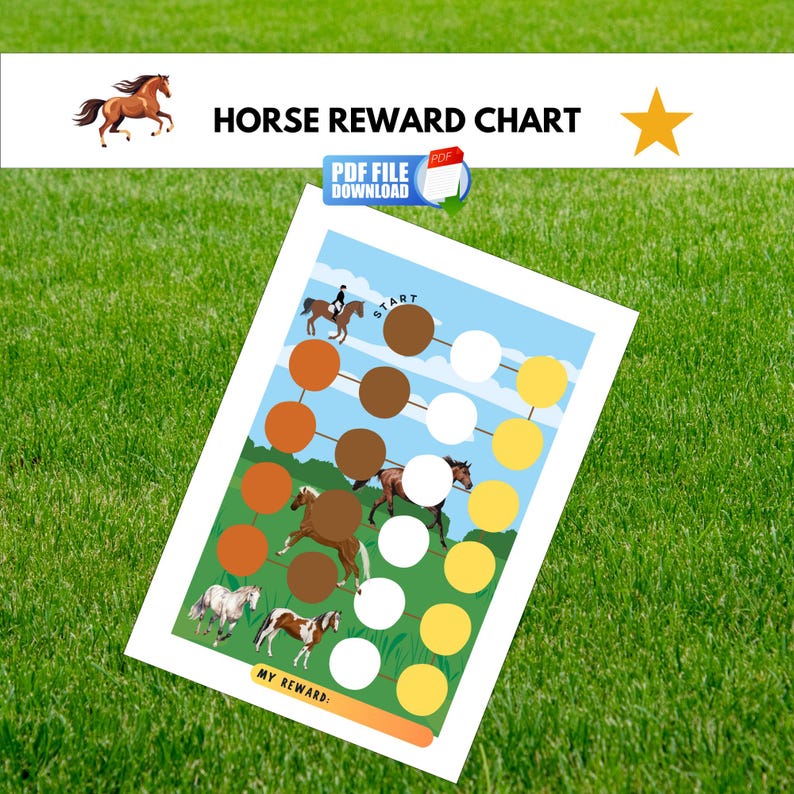 Horse Reward Chart PDF, Kids Horse Theme Sticker Chart, Equestrian ...