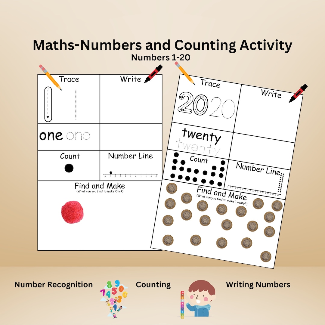Number Formation Practice Sheets, Numbers 1-20, Number Tracing ...