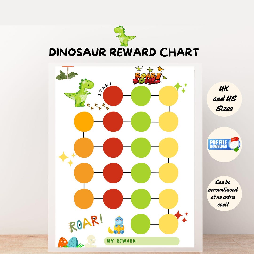 Dinosaur Reward Chart, Dino Potty Training Chart, Kids Printable ...