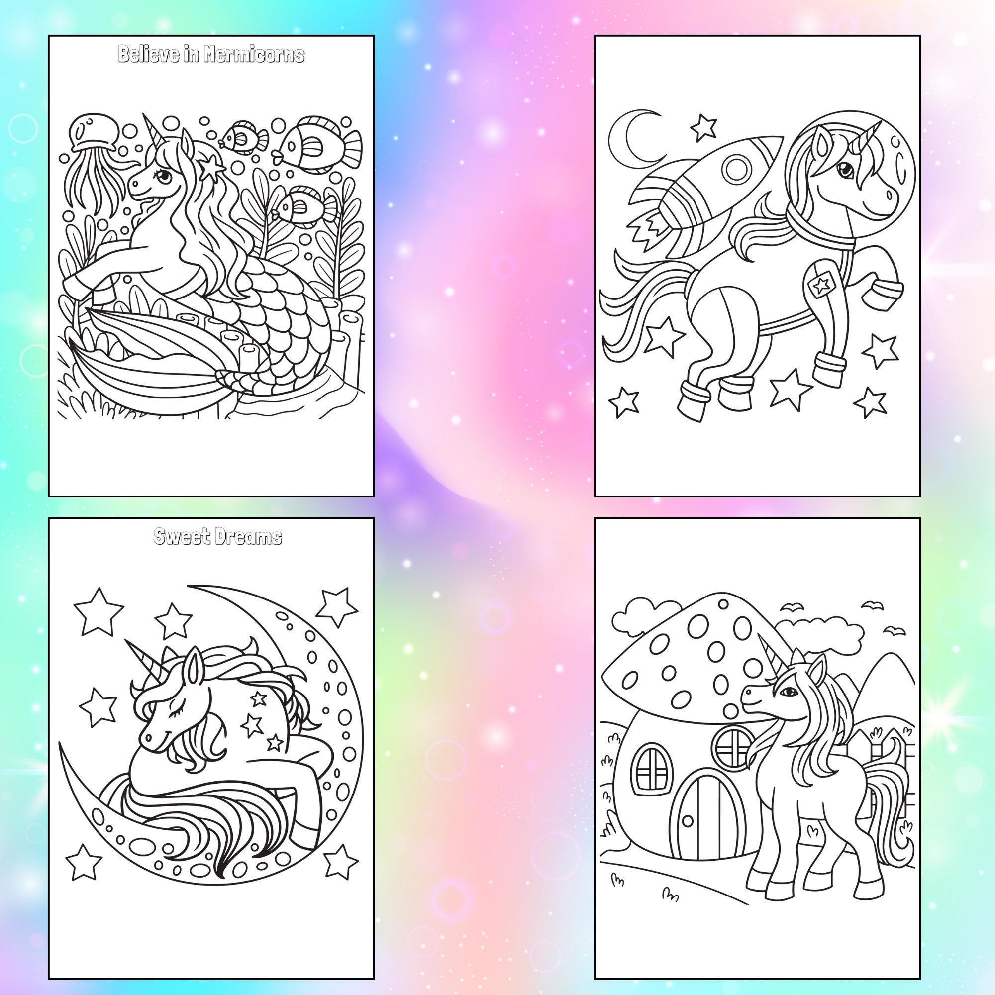 Unicorn Activity Book Printable PDF, Unicorn Coloring Sheets, Kids ...