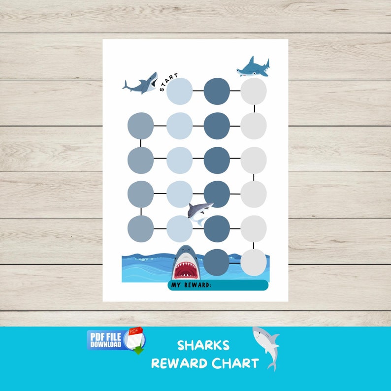 Sharks Reward Chart Printable, Home Classroom, Good Behaviour Incentive ...
