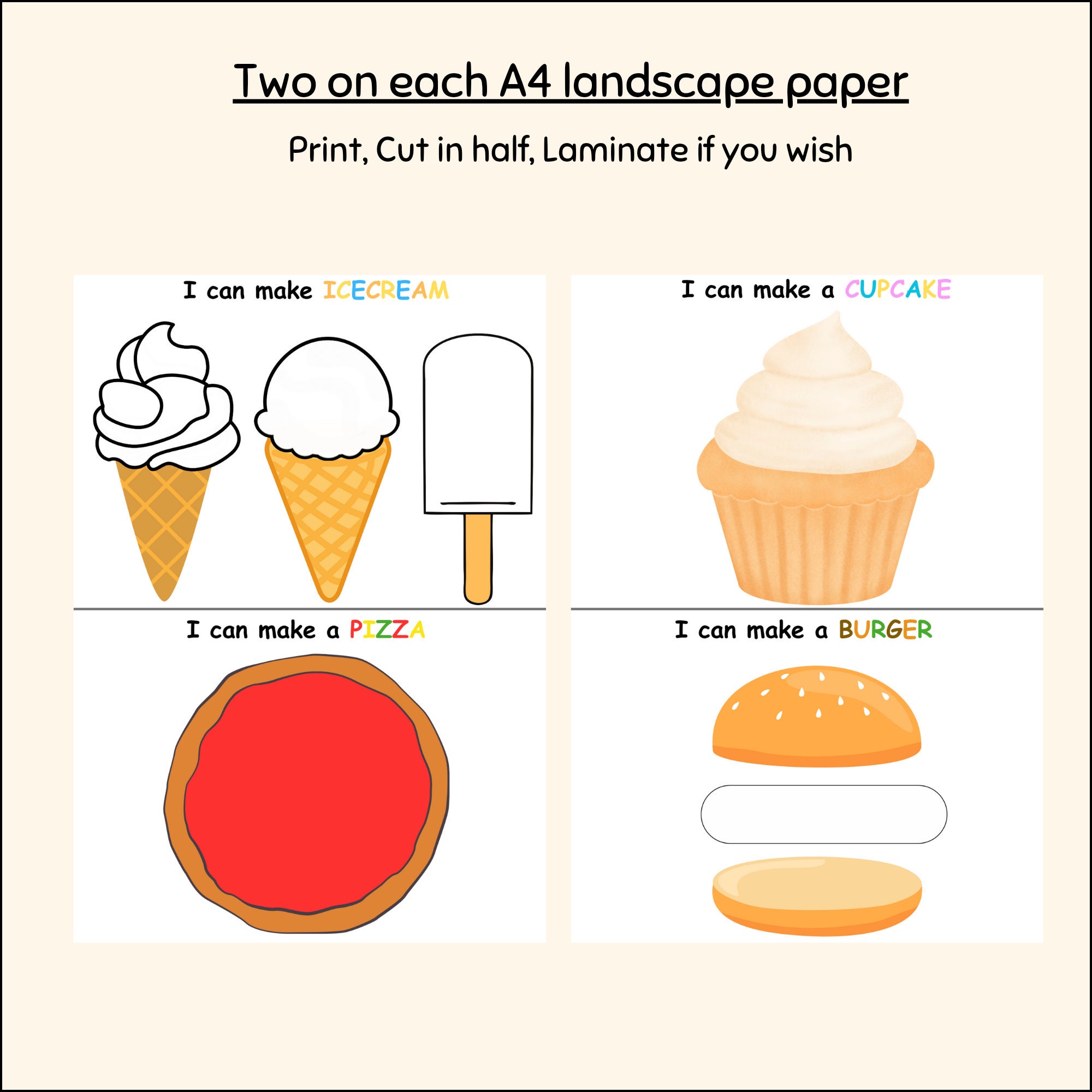 Food Playdough Mats Printable, Homeschool Resource, Digital Download ...