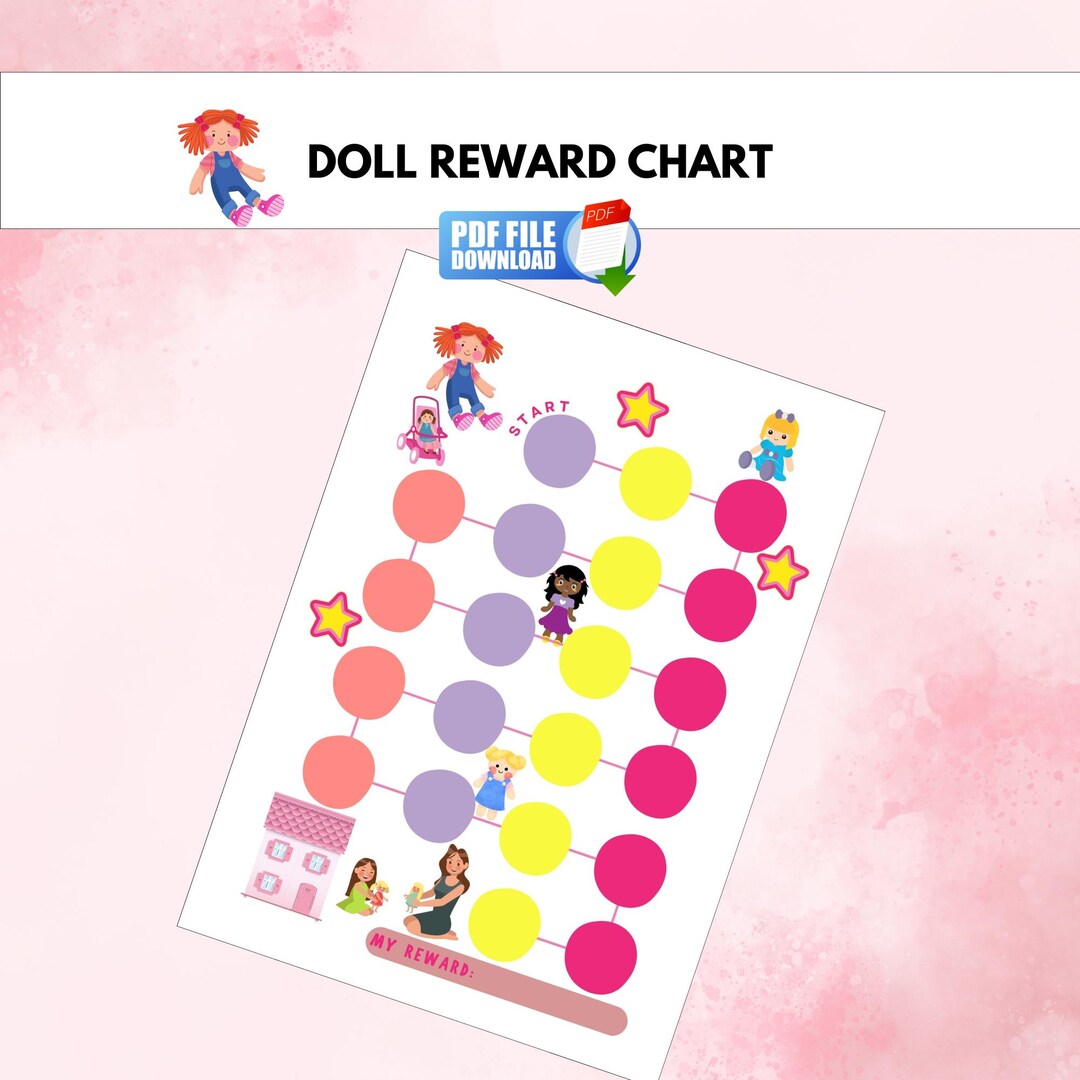 Dolls Reward Chart Printable, Kids Doll Sticker Chart, Potty Training ...