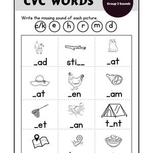 CVC Words Worksheets, Phonics Groups 1-4 Sounds, Literacy Activity ...