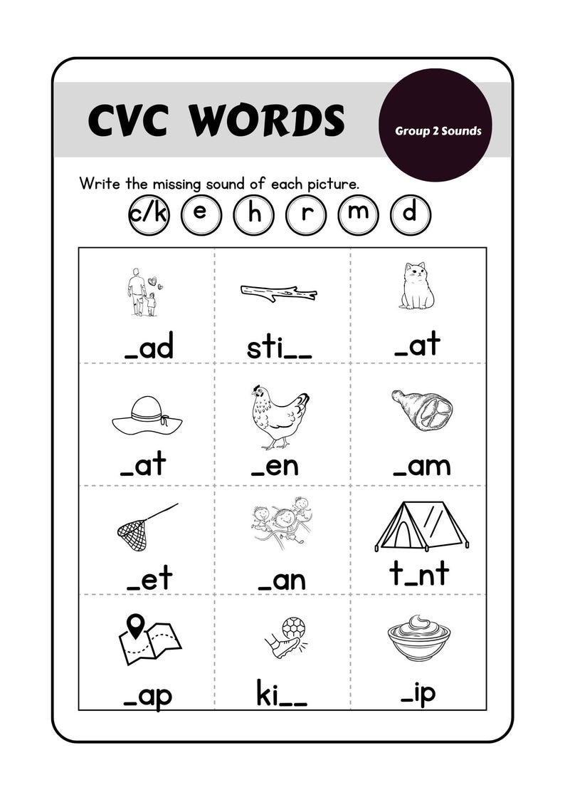 CVC Words Worksheets, Phonics Groups 1-4 Sounds, Literacy Activity ...